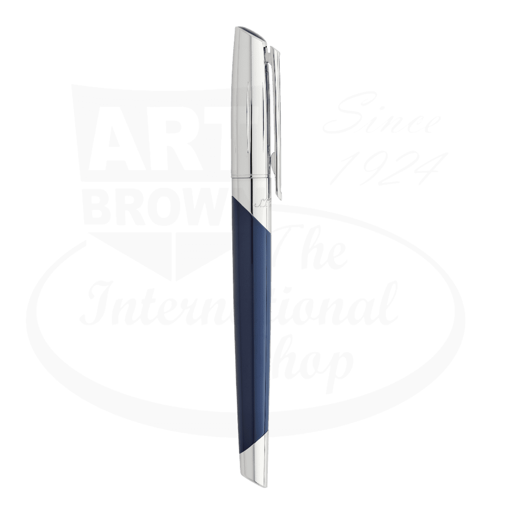 S.T. Dupont Defi Millennium Silver & Matte Navy Blue Fountain Pen, 400 ...