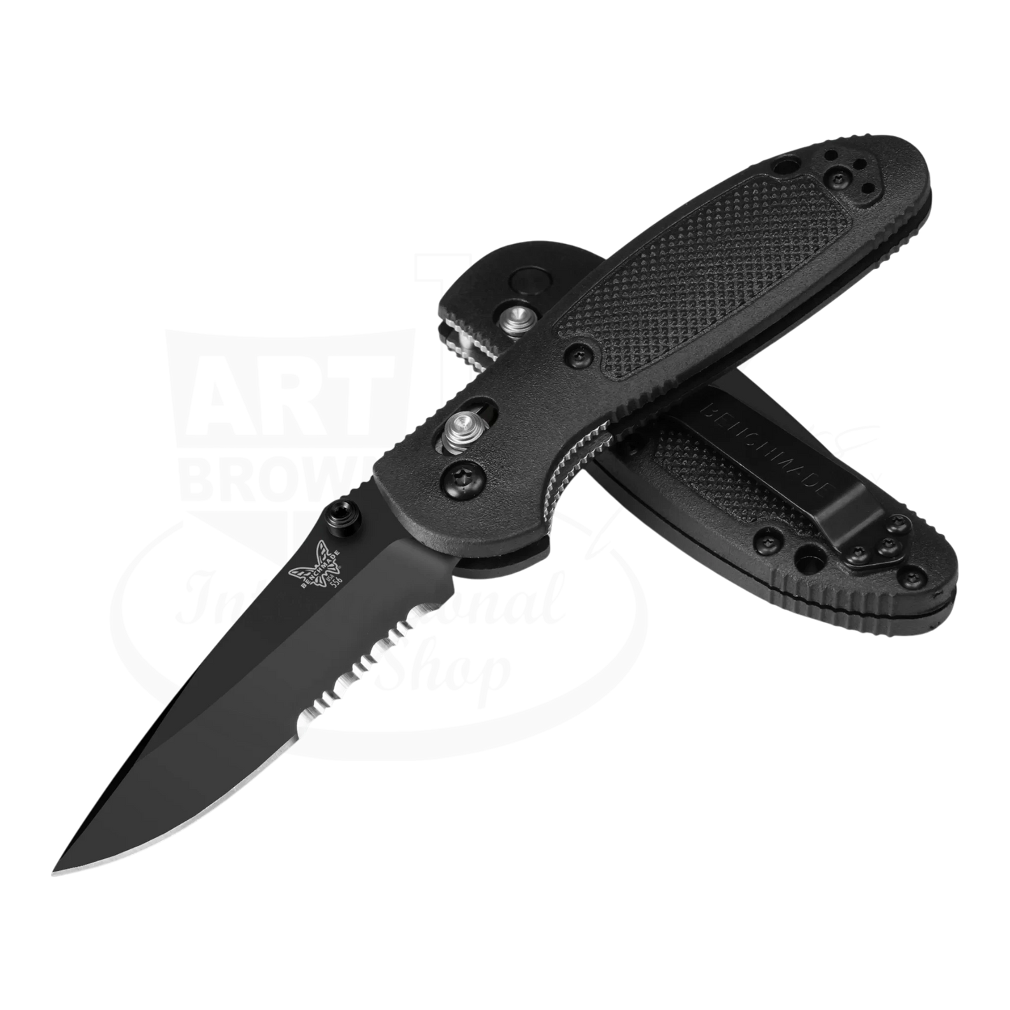 Benchmade Mini Griptilian® Black Grivory® Drop-point – Art Brown