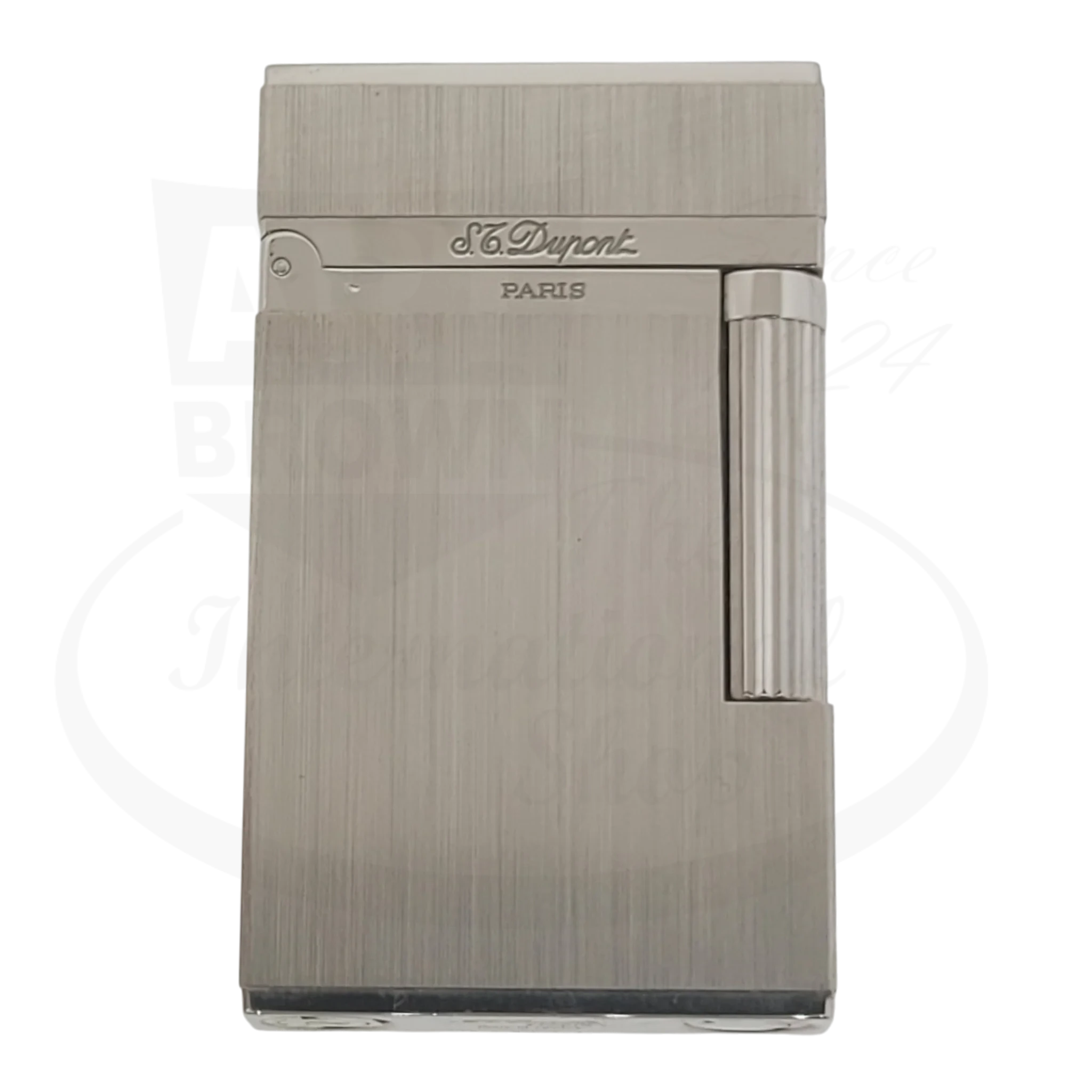 Preowned S.T. Dupont Ligne 2 Brushed Palladium Lighter – Art Brown