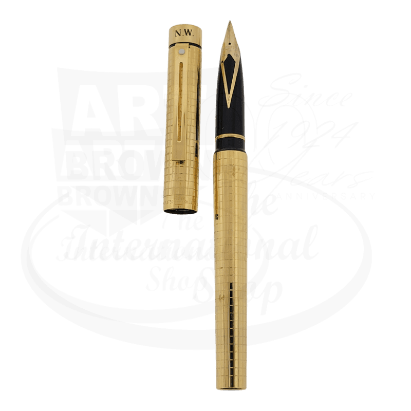 Preowned Sheaffer 14k Gold Fountain Pen Engraved Grid Pattern – Art ...